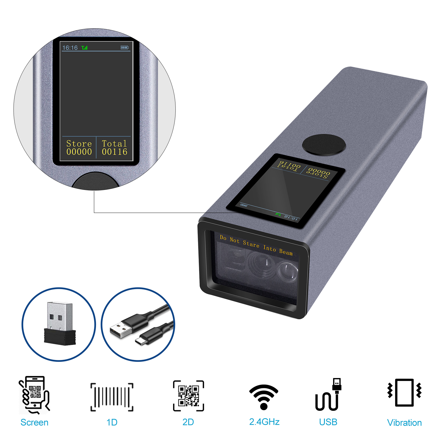 X9 All Aluminum Alloy Bluetooth Barcode Scanner With TFT Color Screen ...